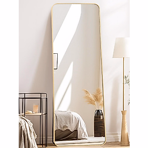 Anpark Gold Rectangle Mirror Full Length with Stand 21" x 64" Large Standing Floor Mirror Bedroom Leaning Wall Full Body Dressing Mirror Living Room Wall Mounted Hanging Mirror for Home Decor