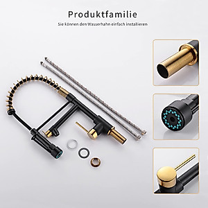 AIMADI Kitchen Faucet,Black Kitchen Faucet with Sprayer,Commercial Style Matte Black Faucet Kitchen Single Handle Single Hole Kitchen Sink Faucet