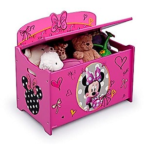 Minnie Mouse 4-Piece Playroom Set by Delta Children - Includes Table with 2 Chairs and Deluxe Toy Box, Pink