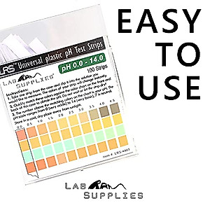 Plastic pH Test Strips, Universal Application (pH 0.0-14.0, 0.5 pH Intervals), 100 Strips