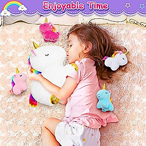 KMUYSL Unicorn Mommy Stuffed Animal with 4 Babies - Soft Plush Toy Set for Ages 3-8, Perfect Valentines & Birthday Gifts