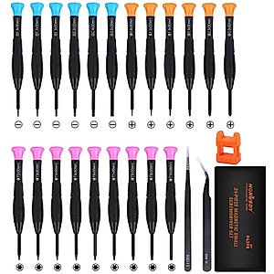 HORUSDY Mini Screwdriver Set, Set of 24 Pieces Magnetic Small Phillips/Slotted/Torx Star Screwdrivers, Precision Screwdriver Set for Repairing Eyeglass Phone Watch, Orange, Blue, Pink