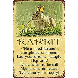 Xiddxu Rabbit Tin Sign Rabbit Be A Good Listener Vintage Metal Tin Signs Man Cave Decorative Metal Wall Plaque 8x12inch