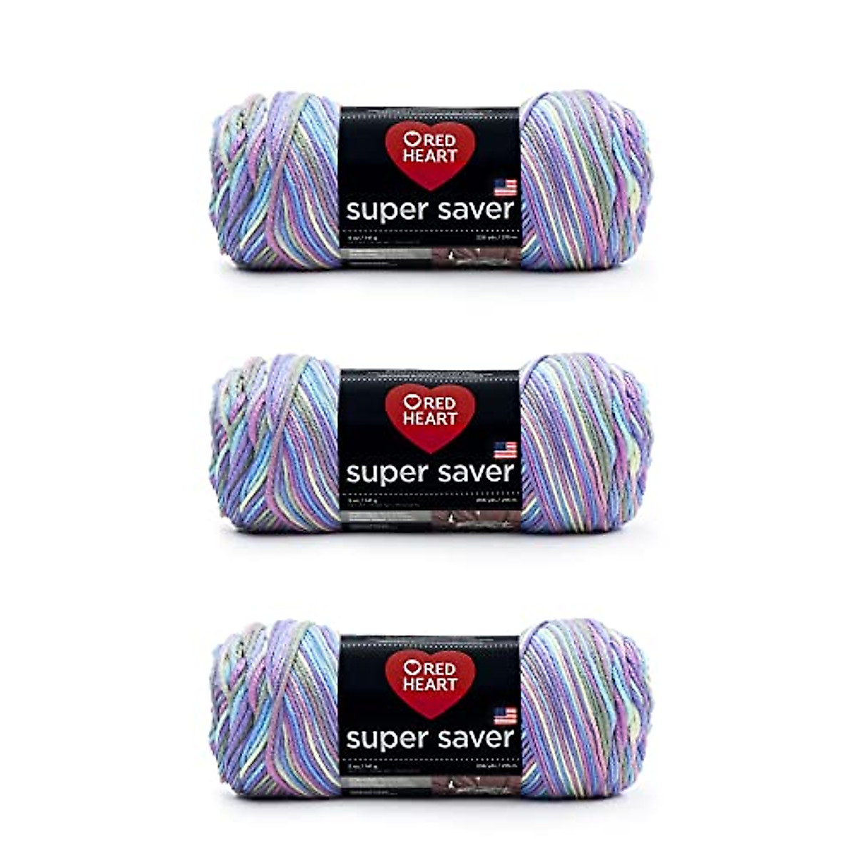Red Heart Super Saver Yarn, 3 Pack, Monet 3 Count
