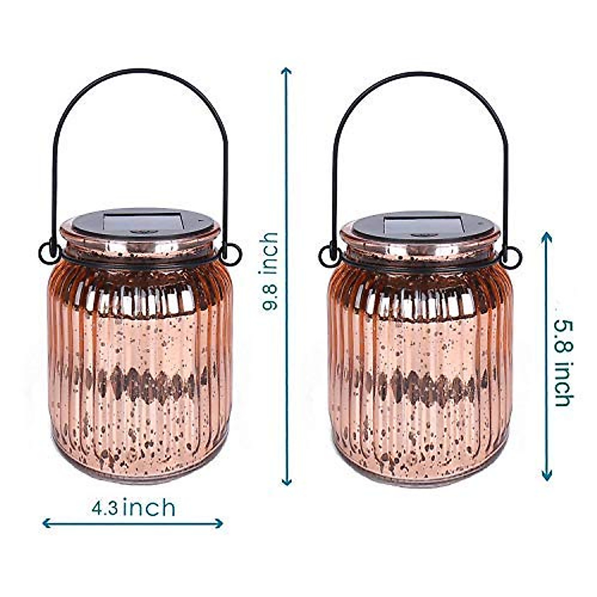Solar Mercury Glass Jars 2 Pack Outdoor Table Lamps (Bronze)