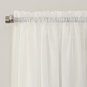 No. 918 Erica Crushed Sheer Voile Rod Pocket Curtain Panel, 51" x 84", Eggshell Off-White