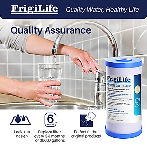 FrigiLife FXHTC 5 Micron 10" x 4.5" Whole House Sediment Activated Carbon Water Filter Replacement for GE FXHTC, GXWH40L, GXWH35F, GNWH38S, RFC-BBSA, W50PEHD, DuPont WFHD13001, 3 PACK