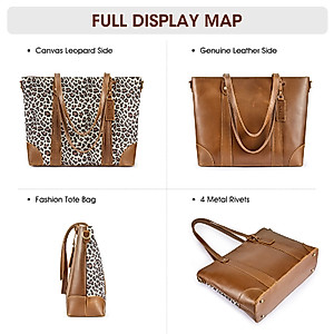 Kattee Leather Tote Bags for Women, Purses and Handbags Shoulder Crossbody Bag Work Large (Light Brown)