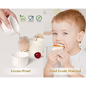 White Cupcake Liners, 100pcs Muffin Baking Cups,Ramekin Holders, Heavy Duty Oil-proof Wrappers for Wedding,Birthday,Party,Baby Showers,Gift for Valentine's Day