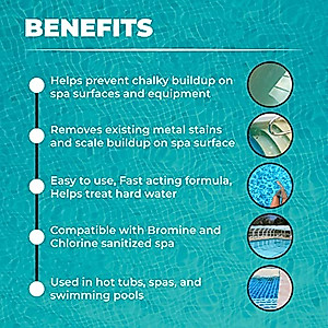 Spa Stain and Scale Control for Hot Tubs, Scale Metal & Stain Control for Hot Tubs, Prevent & Remove Stains in Hot Tubs with Our Hot Tub Water Softener & Spa Descaler Chemical | AquaDoc 32oz