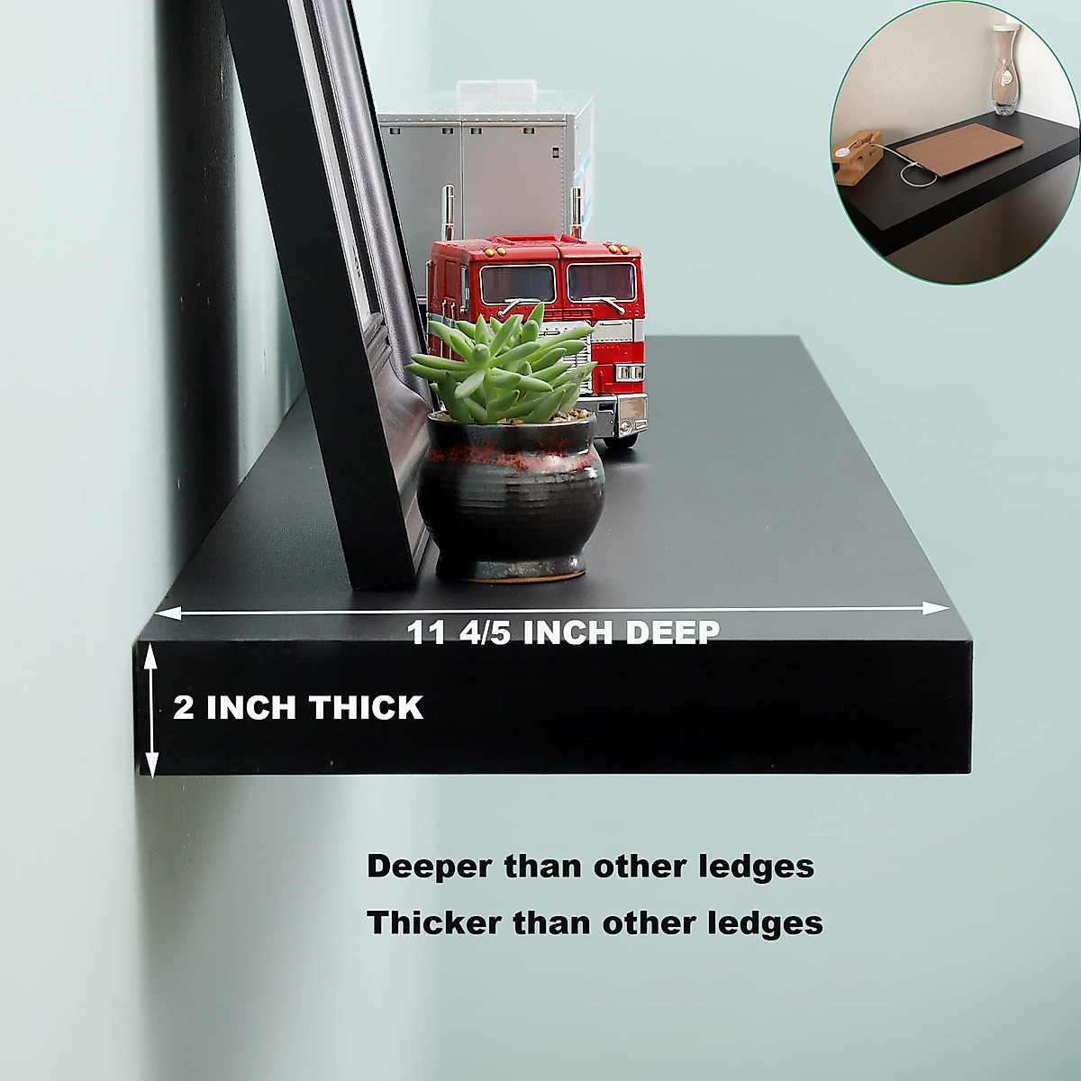 36 Inches Length Floating Shelves, Wall Shelf Set of 2, 12 inches Deep Hanging Shelf with Invisible Brackets, for Bathroom, Bedroom, Toilet, Kitchen, Office, Living Room Decor, Espresso Shelf