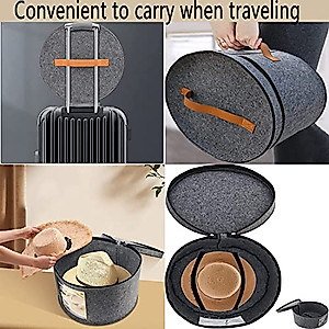 Yofuhope Cowboy Hat Box Organizer,Hat Boxes for Women & Men Storage, Hat Box for Travel, Foldable Round Hats Cap Organizer with Dustproof Lid,Stuffed Animal Toy Storage (Grey)