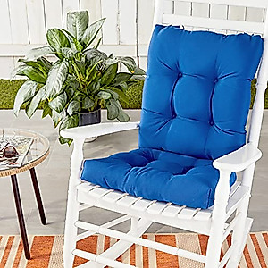 Klear Vu Solarium Cushion, Indoor and Outdoor Rocking Chair Pad for Patio, Living or Nursery Room, 2 Piece Set, Seat 19"x19" and Seatback 21"x18", 03 Blue