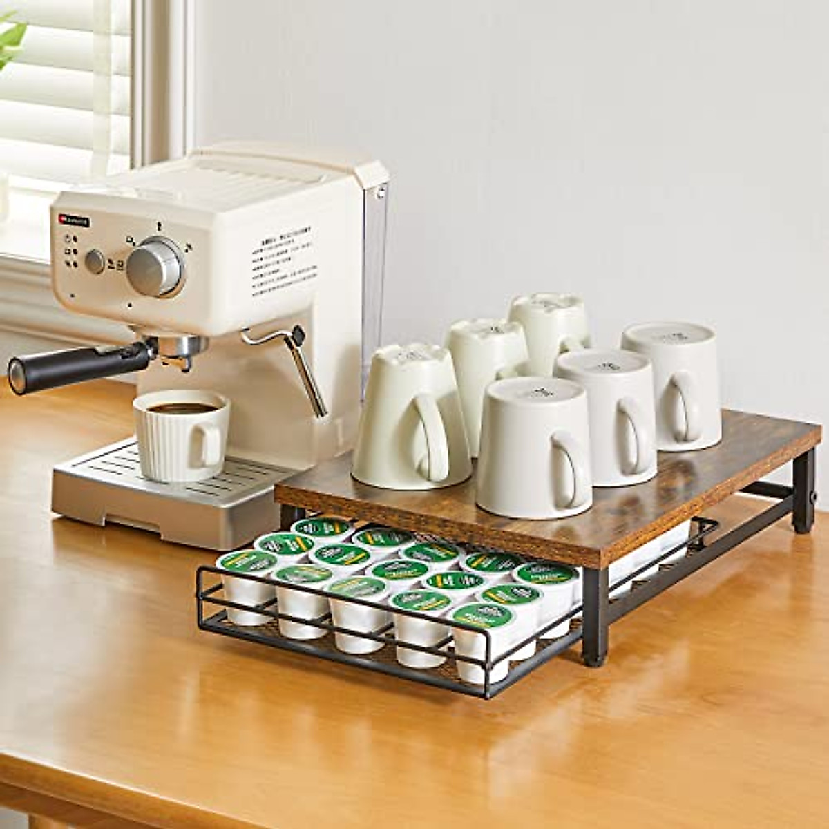 Coffee Pod Drawer Holder for K Cup, 35 Capacity Capsule Pods Storage Organizer,Under Coffee Pot Storage Drawer, Home Kitchen Coffee Pod Holder Counter Coffee Station TCJ001H