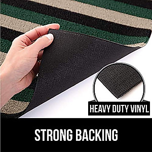 GORILLA GRIP Heavy Duty Striped Doormat, 72x24, Thick Bristles, Crush Proof Texture, Catch Dirt from Shoes, Strong Backing, Easy to Clean, Indoor Outdoor Entrance Mat, Runner, Hunter Green Black Beige