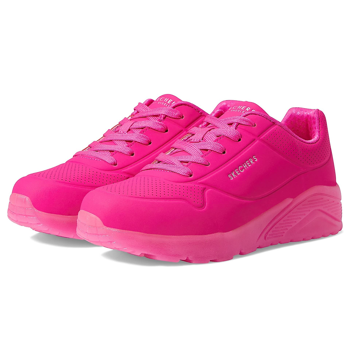 Skechers Girls Uno Ice Sneaker, Hot Pink, 2 Little Kid