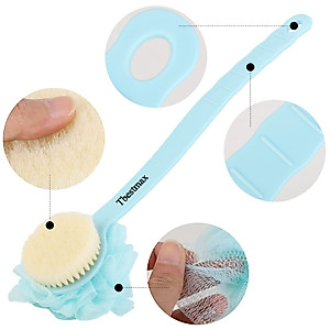 Tbestmax Loofah Back Scrubber Long Handle Shower Body Brush with Soft Mesh Sponge for Women Skin Exfoliating Bath, Massage