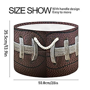 American Football Laces Toy Storage Basket for Nursery Playroom Kids Dog Toys Large Collapsible Fabric Organizer Bin for Living Room Home Office Apartment Laundry Room