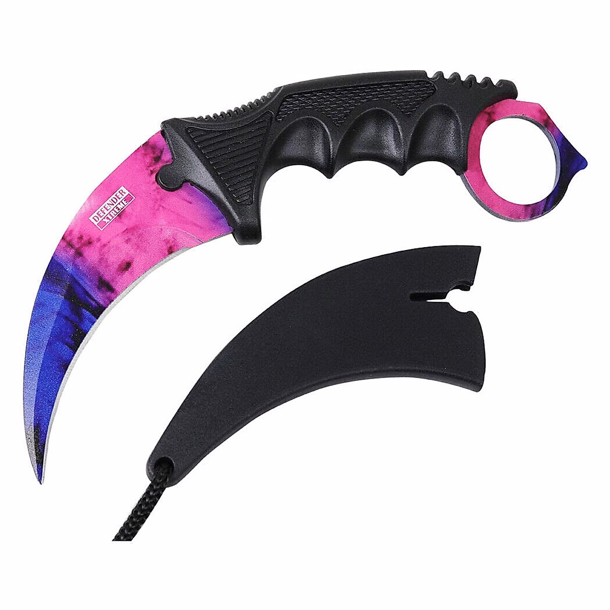 Defender-Xtreme Pink/Blue Blade Hunting Survival Fixed Blade Knife 3cr13 Stainless Steel