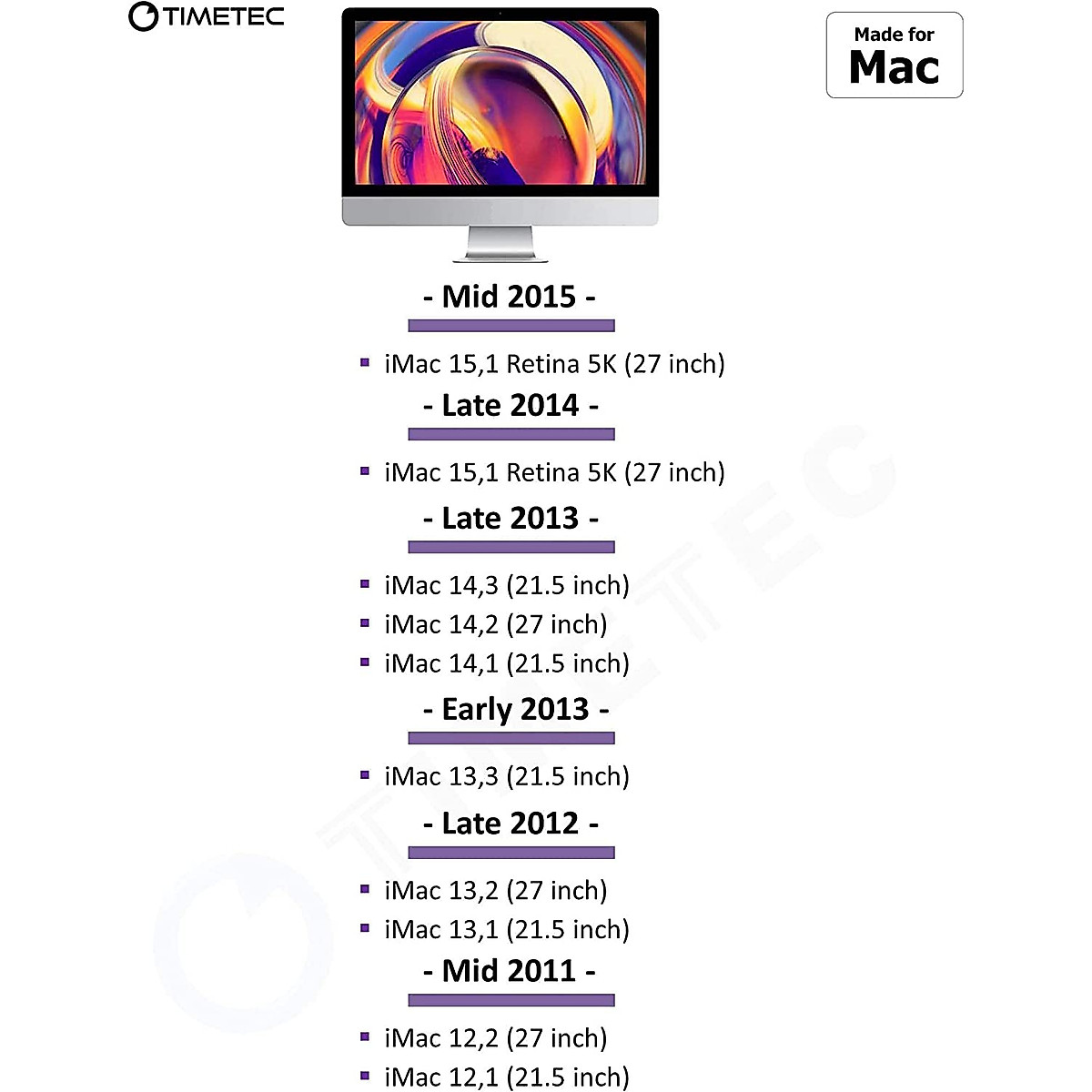 Timetec 16GB KIT(2x8GB) Compatible for Apple DDR3L 1600MHz for Early/Mid/Late Mac Book Pro(2011-2012), iMac(2011-2015), Mac Mini(2011-2012) MAC RAM