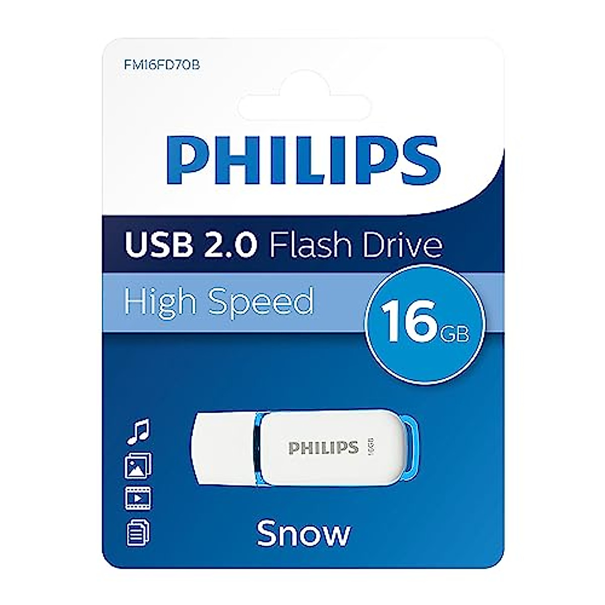 PHILIPS 16GB Flash Drive, Snow Edition USB 2.0 - White/Blue