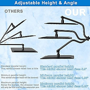 10" Rainfall Shower Head with Handheld Combo, Upgraded 12" L-Shaped Adjustable Extension Arm & 3-Way Diverter, Shower Head Jet Mode Headheld Shower with 5-Spray Mode