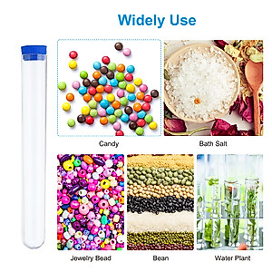 PATIKIL 70ml Test Tubes Set, 5pcs 5.91x0.79" PS Clear Round Bottom Test Tube Containers with Stopper for Bead Party Candy Bath Salt Storage Scientific Experiment Plant Propagation, Black