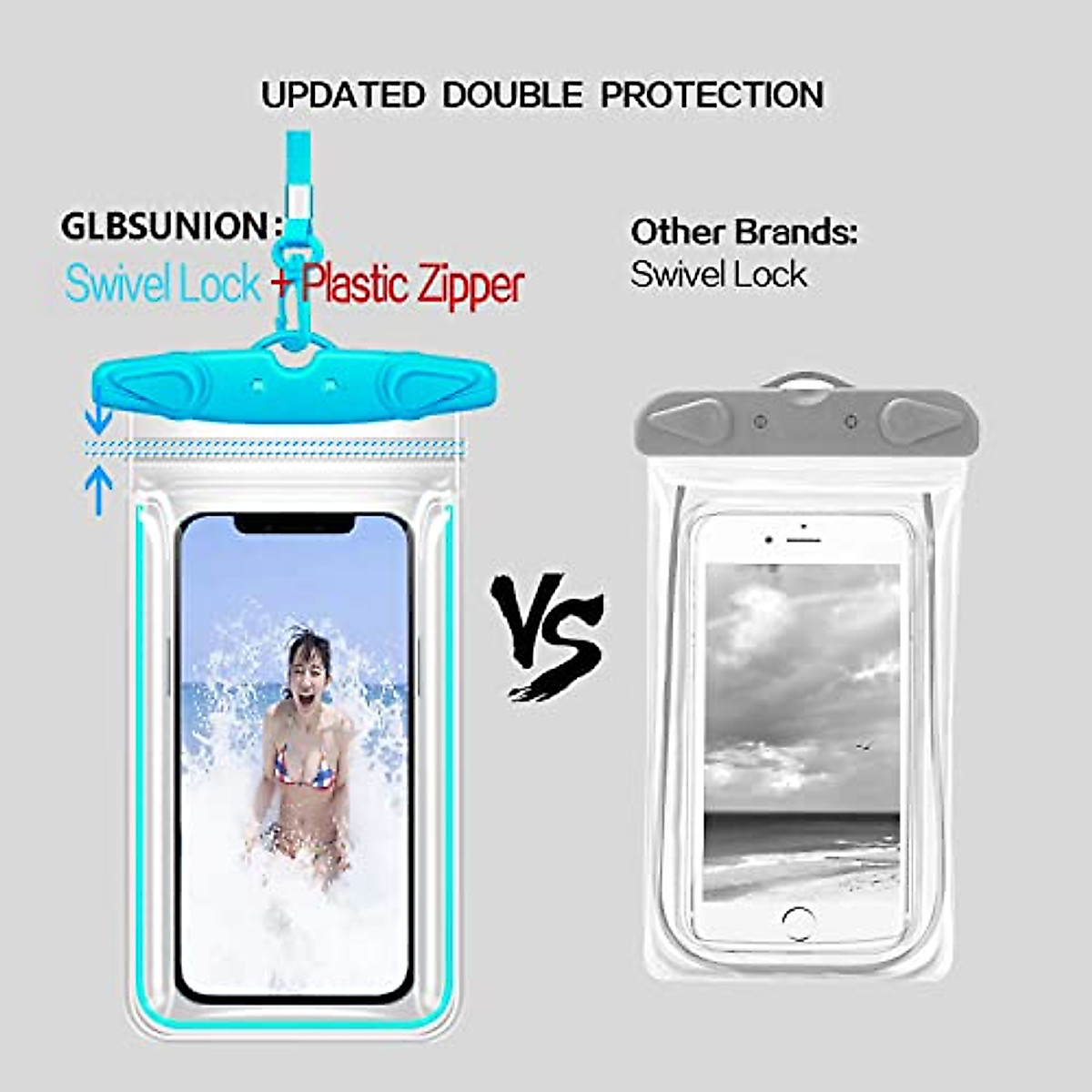 Universal Waterproof Phone Pouch, 4 Pack Waterproof Phone Case Dry Bag with Neck Strap Luminous Ornament for Water Games Protect iPhone 14 13 12 11 SE Pro Max Plus Galaxy S22 S21 Google Note up to 8"