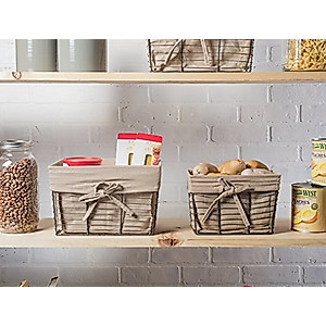 DII Farmhouse Chicken Wire Storage Baskets with Liner, Small, Vintage Taupe, 9x7x6", 3 Piece