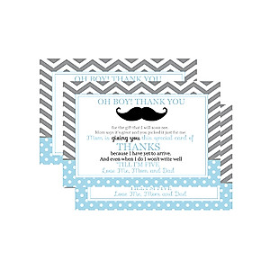 Mustache Baby Shower Thank You Postcard Set of 15