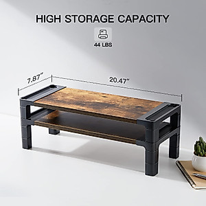 HUANUO Monitor Stand Computer Riser, Monitor Stand for Desk with Adjustable Height and 2 Platforms, Ergonomic Computer Riser, Monitor Riser for Laptops and Monitors