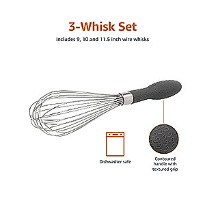 Amazon Basics Stainless Steel Wire Whisk Set - 3-Piece