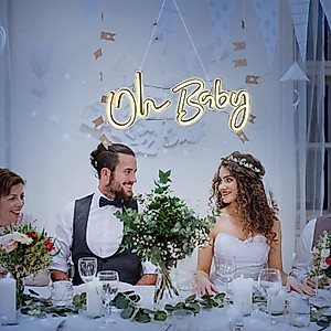 Lucunstar Neon Light Oh Baby Warm White Neon Sign for Wall Decor Neon Lights Sign Oh Baby Word LED Neon for Nursery Bedroom Game Room Club Bar Wedding Party,Room Decor(16.5"X6.9")