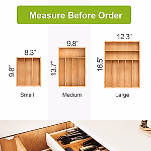 Unibambou Bamboo Utensil Drawer Organizer, Silverware Tray Organizer, Kitchen Drawer Organizer for Flatware Cutlery, Silverware Tray for Drawer (Natural)