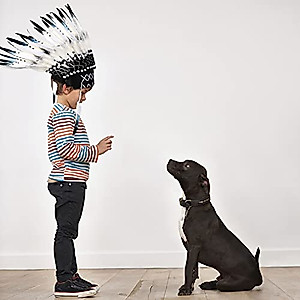 Ruiqas Native American Headdress, Indian Style Feather Headdress with Elastic Band for Kids Adults Party Photo Props Party Home Decor