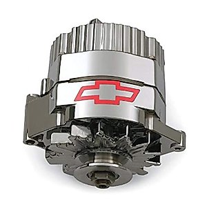Proform 141-660 120 Amp 10si Chrome Finish 1-Wire Alternator with Internal Regulator and Red Bowtie Logo for GM