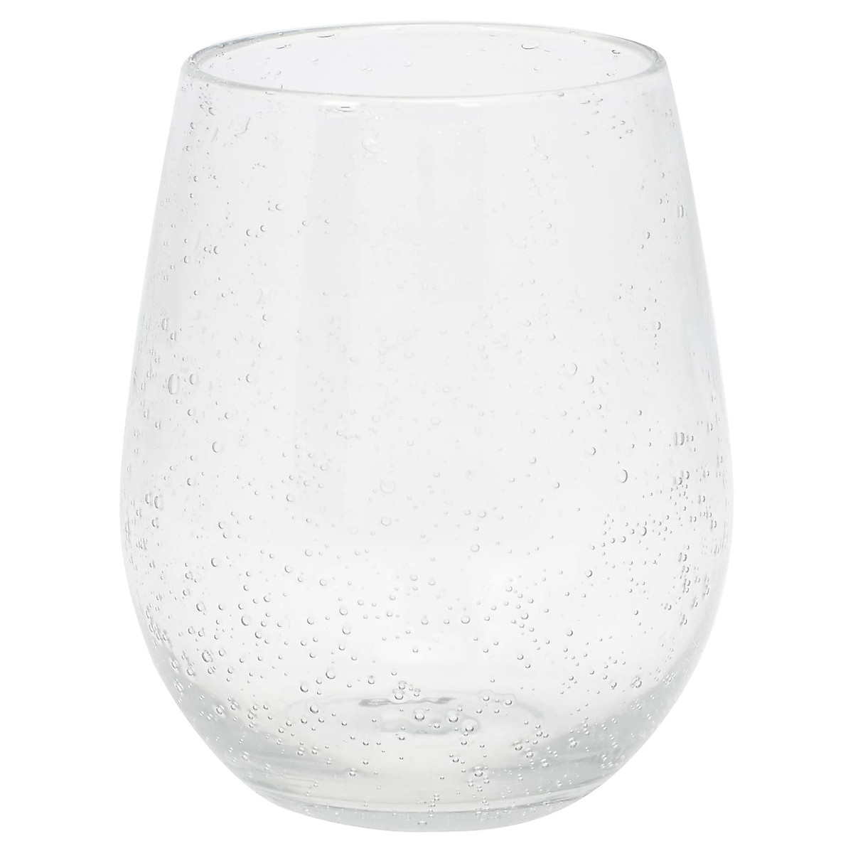 Tag True Living Bubble 14 ounce Glass Stemless Wine Tumbler Set of 6, Perfectly Clear