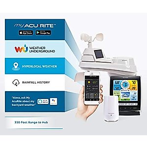 AcuRite Smart Weather Station with Remote Monitoring Compatible with Amazon Alexa (01012M), Internet Connected