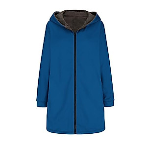 DOLKFU deal of the day womens sweatshirt Women Zip Up Oversized Pullover Hoodies Sherpa Lined Fleece Sweatshirts Long Sleeve 2023 Trendy Sweatshirt Dark Blue S