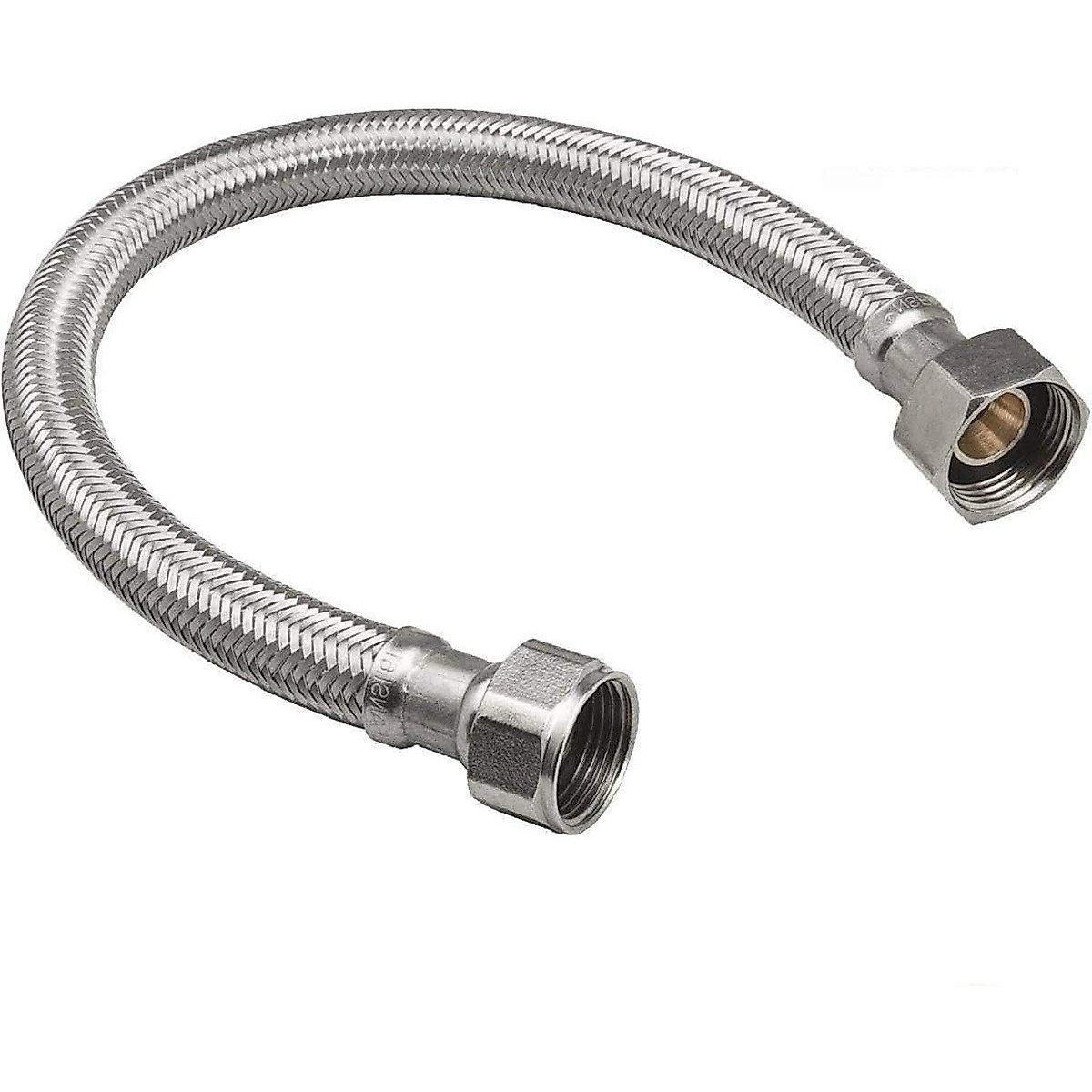 EZ-Fluid 12-Inch Braided Flexible Stainless Steel Water Heater Connector Hose For Female Iron Water Pipes Fitting, 3/4-Inch FIP x 3/4-Inch FIP