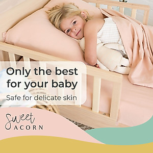 Sweet Acorn 3 Piece Toddler Bedding Sets - Organic Cotton Jersey Knit - Fits Convertible Cribs and Mattresses - 9" x 28" x 52" - Salt White