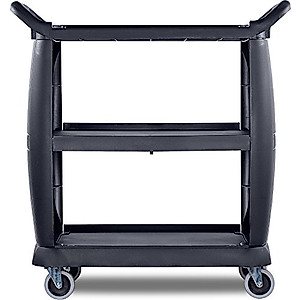 Carlisle FoodService Products Plastic Bussing Cart, 300 lb Capacity, 36.25" x 18"x 38", Black, Small