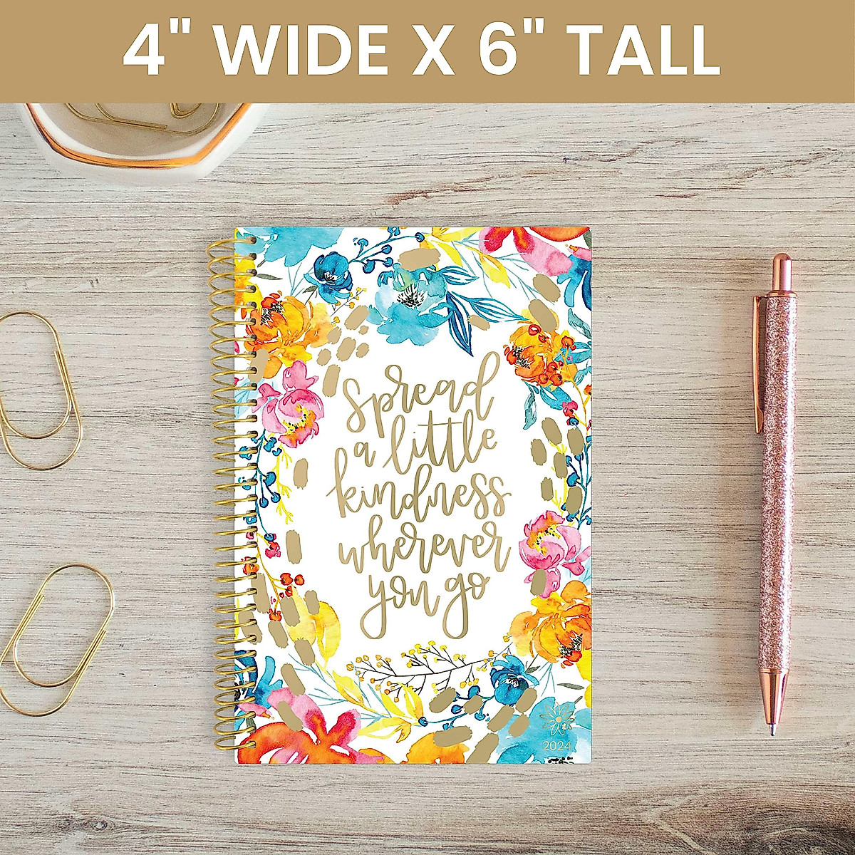 bloom daily planners 2024 Pocket Planner - 4” x 6” - (January 2024 - December 2024) - MINI Weekly/Monthly Agenda Organizer & Calendar Book - Spread Kindness