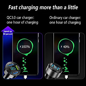 Car Charger 66W Super Fast Charging with USB PD&QC 3.0(Voltmeter&LED Lights) Universal Quick Charge for 12-24V Car Cigarette Lighter Plug,Compatible with iPhone 14 13 12,S22 S21 S20,iPad (BK351)