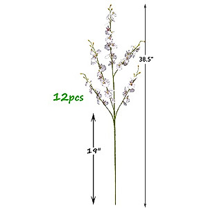 OMUYGDD Silk Flowers in Bulk Wholesale Artificial Orchids, 12 Pcs (Each 38.5”), for Wedding Festive Party Home Office Decoration, Not Include Vase