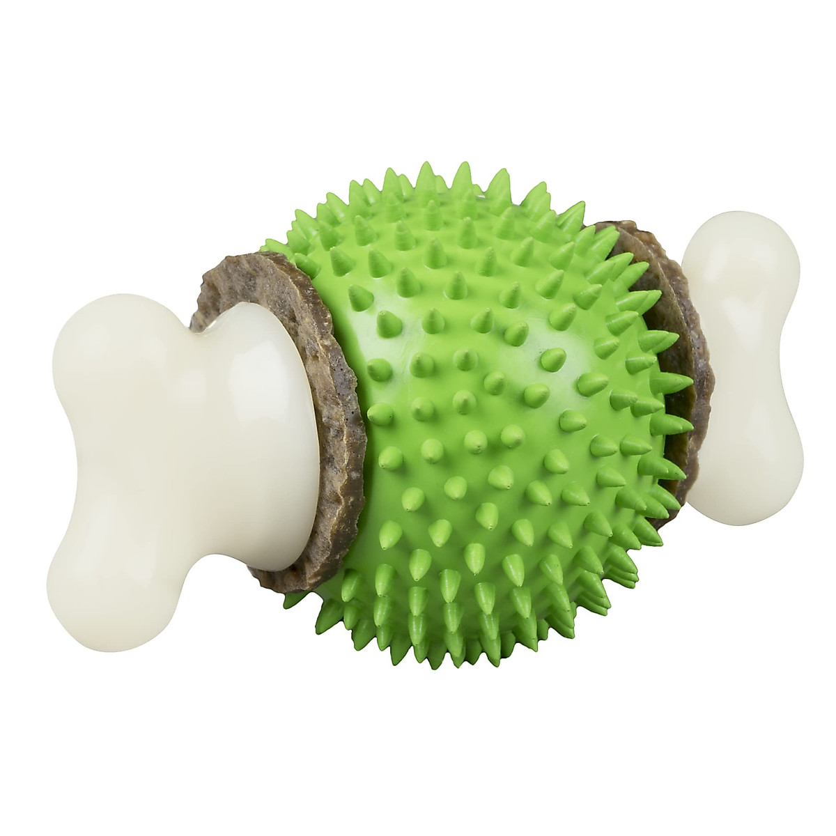 MUHU Premier Pet Ring Holding Dog Toy for Medium Dogs - Ball with Refillable, Rawhide Chew Rings - Durable Treat and Toy Combo for Long-Lasting Play (m)