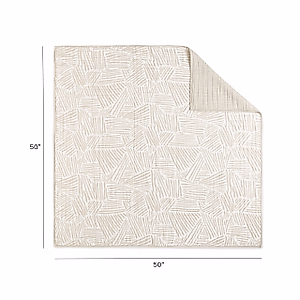 babyletto 100% Organic Cotton Quilt, GOTS-Certified, 3-Layers of Ultra-Soft and Breathable Muslin - Oat Stripe