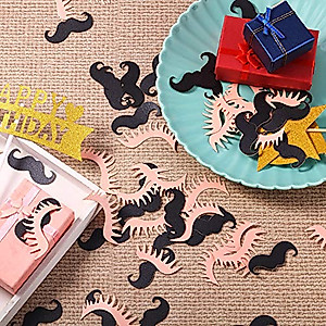 300 Pieces Staches or Lashes Confetti Black Mustache Confetti Lash Paper Confetti for Gender Reveal Birthday Baby Shower Party Decoration Supplies