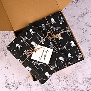Bolsome 100 Sheets 20 × 14 Inches Halloween Tissue Paper for Gift Packaging Black White Dancing Skeleton Patterned Tissue Paper for Halloween Trick or Treat Party DIY Craft