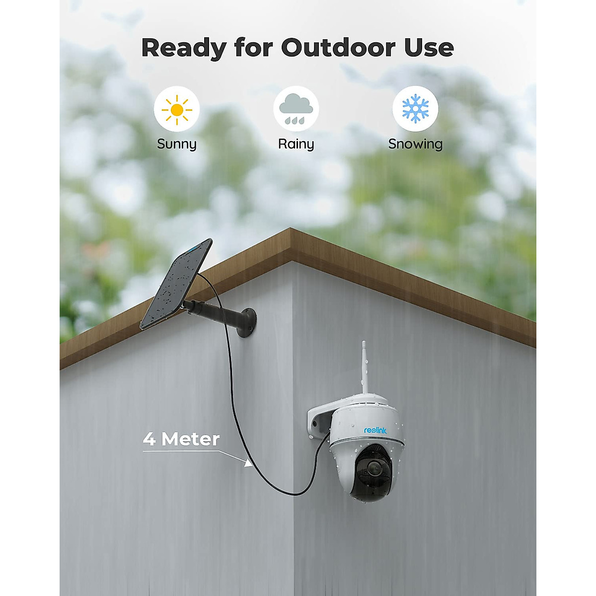 REOLINK 2K Cameras for Home Security Outside, Battery/Solar Powered, Smart Detection, 2-Way Audio, Compatible with Alexa, No Hub Needed, Local SD Storage, Argus PT+ Argus 2E+ Solar Panel